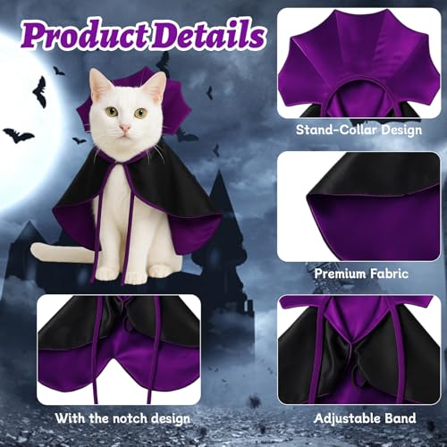 Vampire Cape Costume for Cats & Small Dogs | Adjustable Pet Cloak with ...