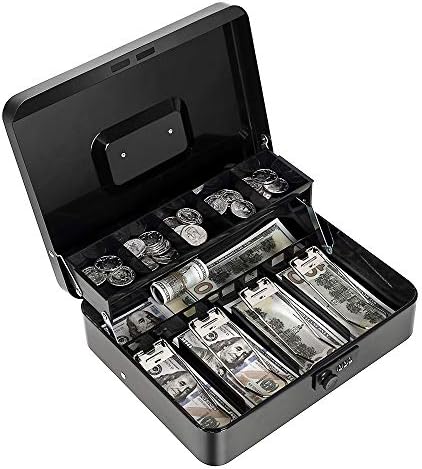 Amazon.com: Volcora Cash Box Money Organizer - 15” x 7.5” x 4” Cashbox ...