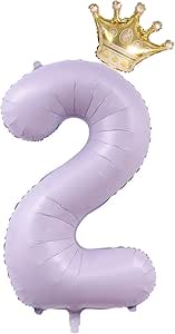 Amazon.com: 40-Inch Purple Number 2 Balloons With Crown Balloons, 2nd ...