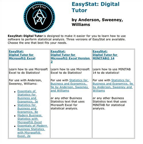 EasyStat: Digital Tutor for MINITAB, Online Access: Anderson, David R ...