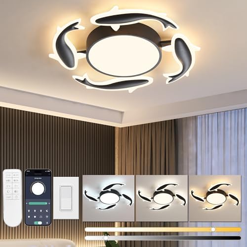 SUSUO LED Ceiling Light Swimming Fish Funny Design Flush Mount ...