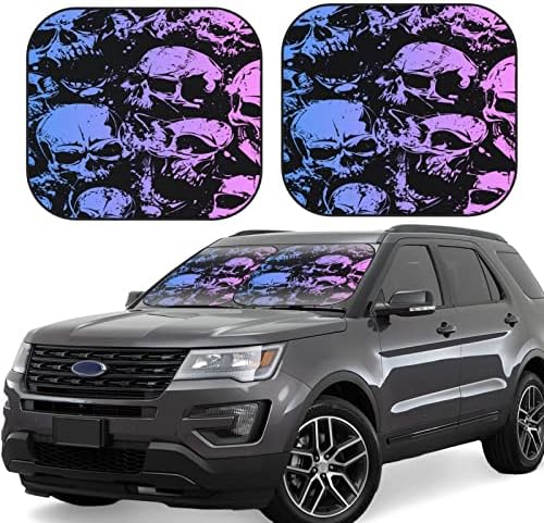 Amazon.com: Skull Windshield Sun Shade Foldable 2pcs Car Front Window ...