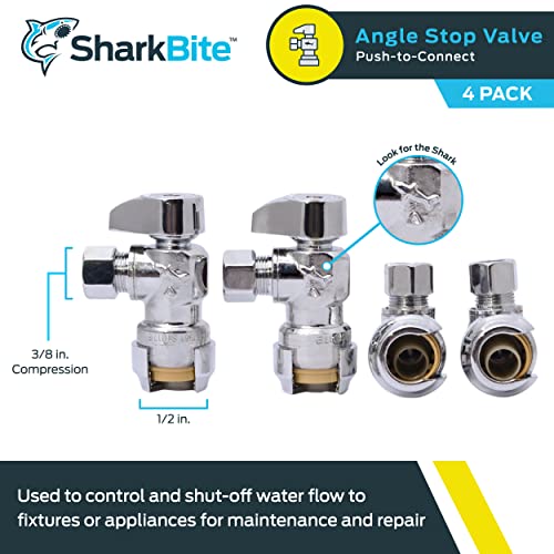 Snapklik.com : 1/2 X 3/8 Inch Compression Angle Stop Valve, Pack Of 4 ...