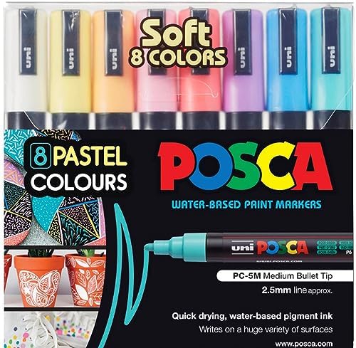 POSCA 5M 1.8-2.5 mm Bullet Shaped Pastel Color Paint Marker Pen (Set of ...