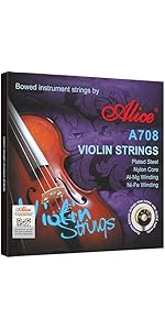 Amazon.com: Alice Violin Strings, 4/4 Violin Strings Full Set, Braided ...