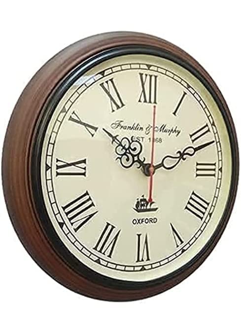Buy Antique Wall Clock Dark Brown Wooden Wall Clock Roman Number Wall ...