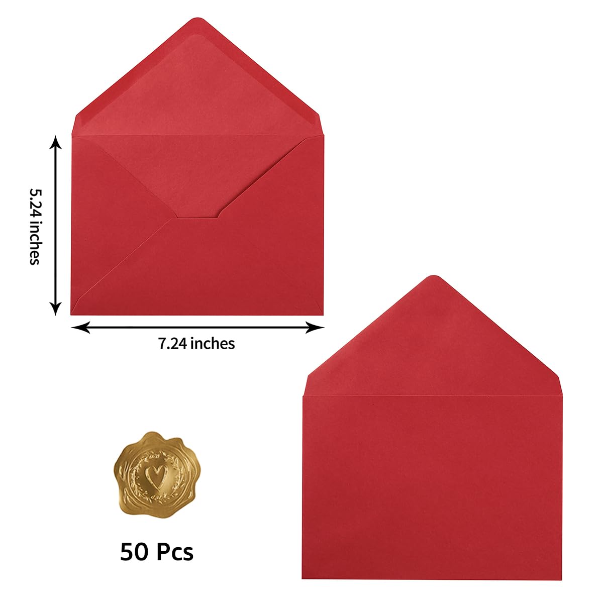 Snapklik.com : 50 Pack A7 Colorful 5x7 Envelopes V Flap Invitation ...