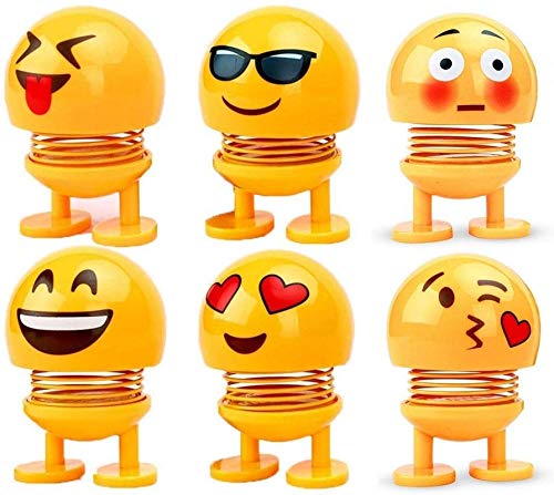 Celix Smiley Emoji Spring Doll Cute Bobble Head Toys for Car Dashboard ...