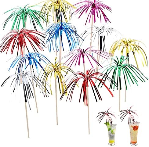 Pack of 50 Palm Tree Picks Cocktail Stick Decorations 6 Colours ...