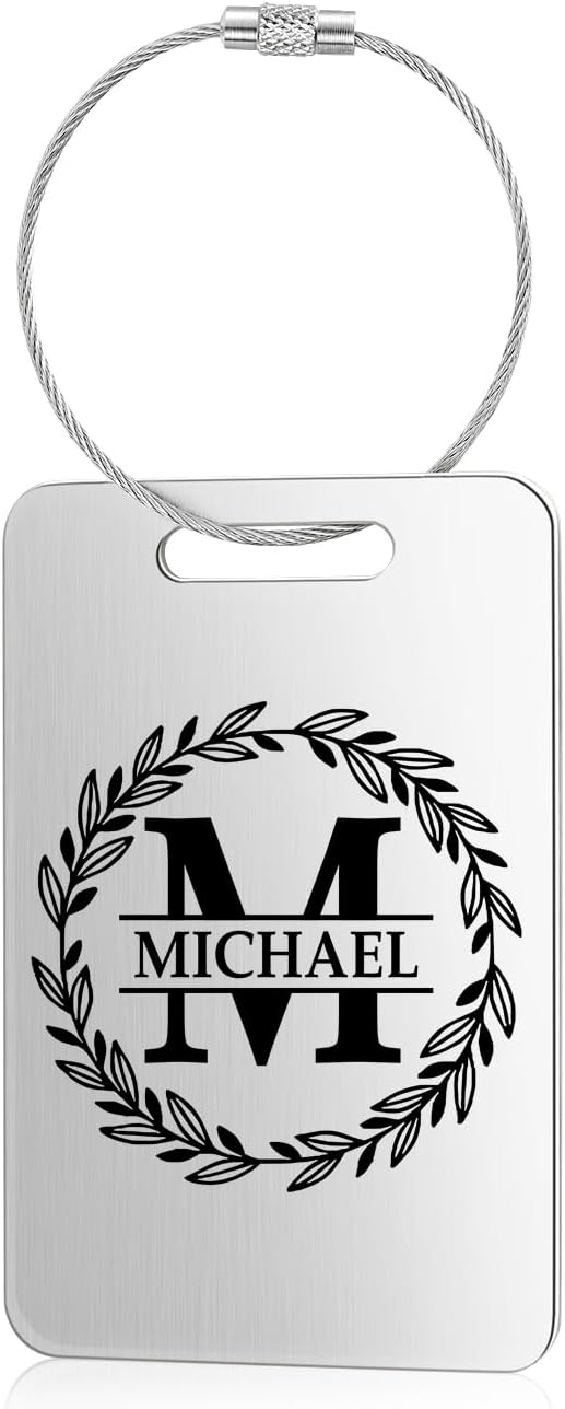 Amazon.com | Personalized Luggage Tags for Suitcases: Custom Engraved with Letter Name Text ...