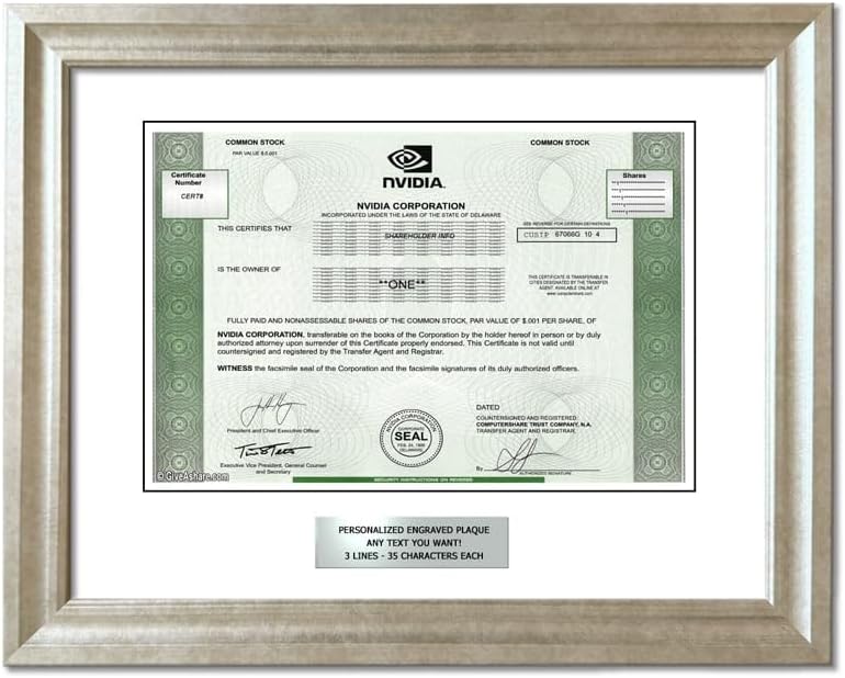 GiveAshare Nvda Stock Certificate (NVDA) - Personalized Replica (Silver ...