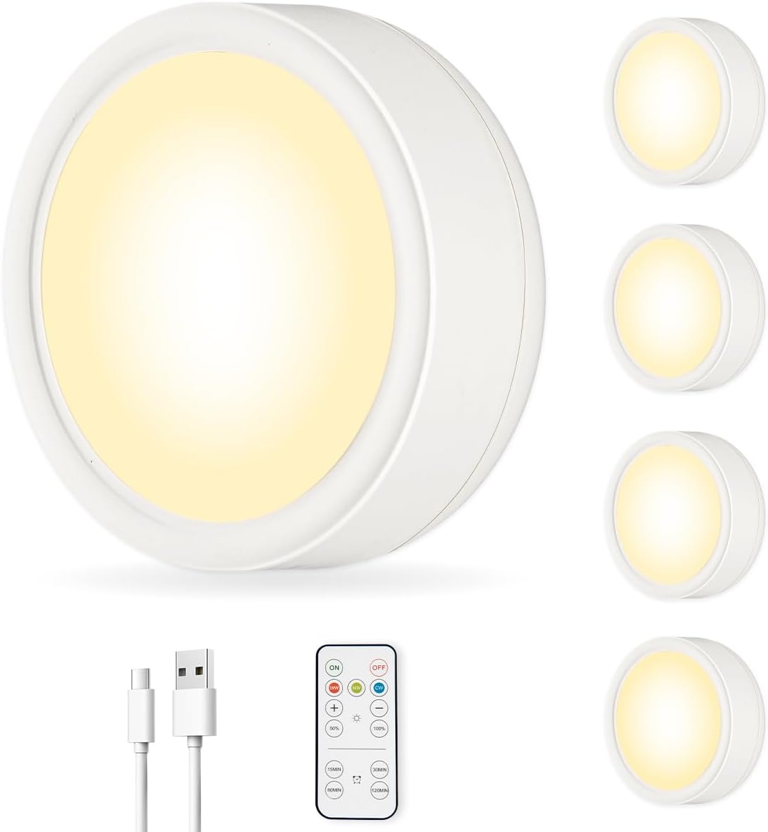 BIGMONAT Puck Light with Aluminium Shell, Magnetic Push Lights Battery ...