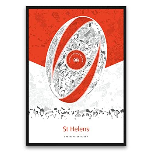 St Helens Rugby League Sports Map Poster Print for Fans Home Office ...
