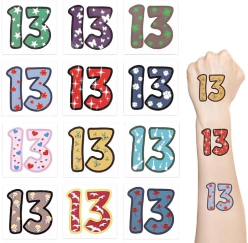 Amazon.com : 24pcs Number 13 Hand Tattoo, Temporary Tattoos Stickers 13 ...