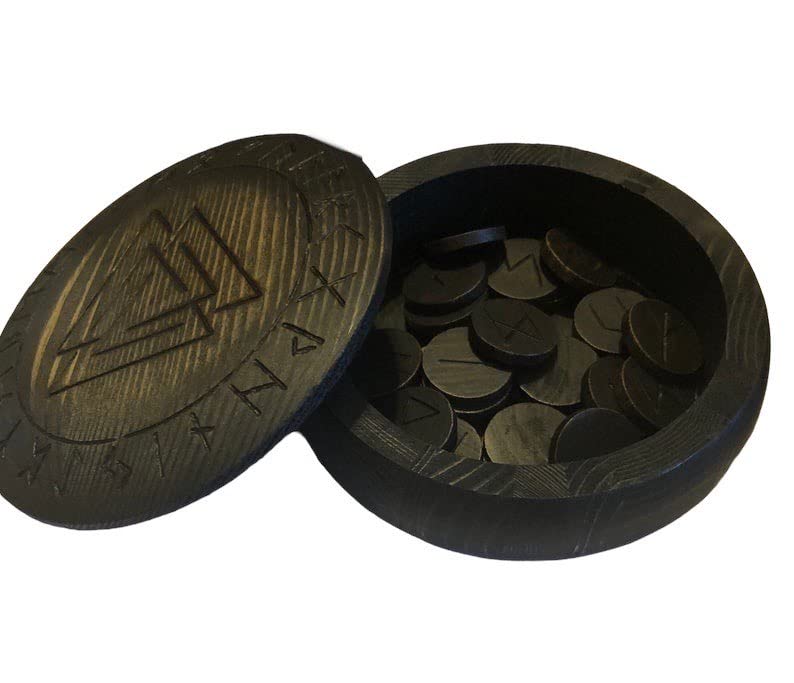 Amazon.com: Valknut Rune Box Black Wood Runes Elder Futhark Rune Set ...