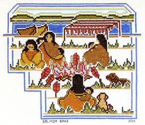 Amazon.com: Salmon Bake Counted Cross Stitch Pattern : Arts, Crafts ...