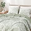 Amazon.com: Wonderful Spring Fresh Quilt, Sage Green Floral Bedspread ...