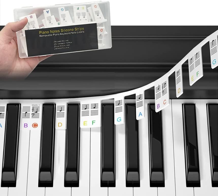 LICQIC Piano Keyboard Stickers, Removable Silicone Keyboard Note Labels ...