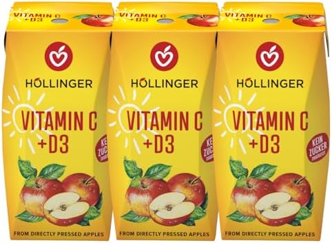 Hollinger Apple juice with Vitamin C + D3, Organic and Vegan, 3 x 200ml ...