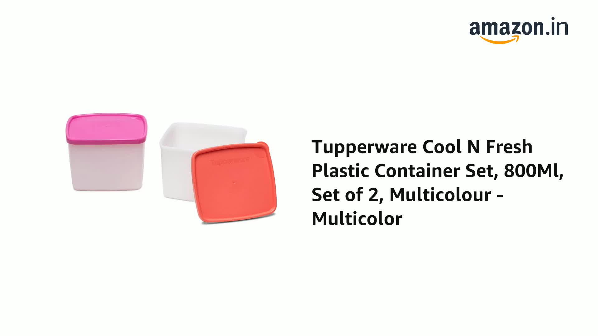 Watch Tupperware Cool N Fresh Plastic Container Set, 800Ml, Set of 2 ...