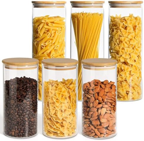 Amazon.com: ComSaf Glass Spaghetti Pasta Storage Container with Lids ...