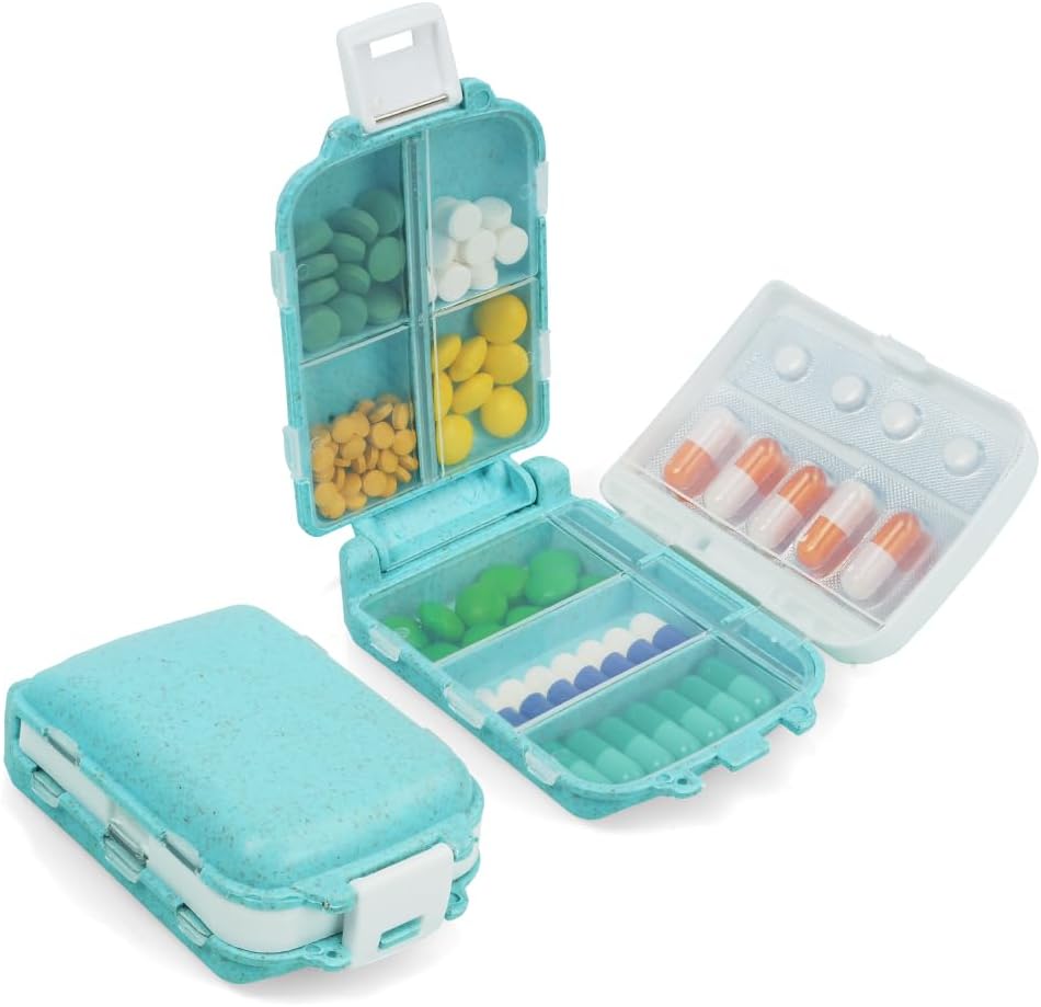 ACWOO Pill Box Organiser, 3 Layer Portable Medicine Storage Box with 8 ...