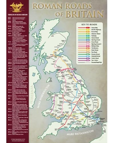 Roman Roads of Britain Map, 55 BC - 410 AD Timeline, Key to Roads ...