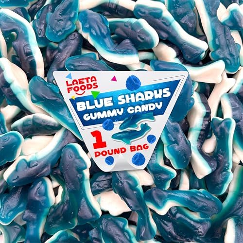 Amazon.com : Blue Sharks Gummy Candy |2-Pound Bag | Made with Real ...