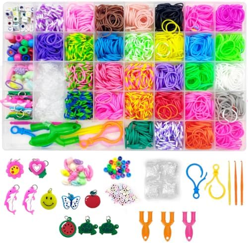 Venzina 2500Pcs+ Loom Bands Kit For Kids Girls, Rainbow Looms Rubber ...