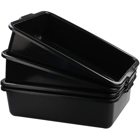 Amazon.com: Teyyvn 4 Packs Plastic Bus Tubs, Gray Large Utility Bus Box ...