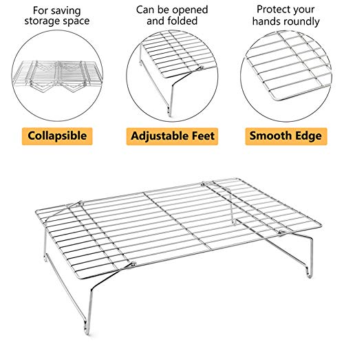 Buy Cooling Rack Set, P&P CHEF 2-Tier Stackable Stainless Steel Wire ...