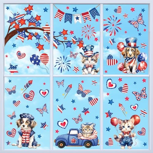 Amazon.com: 4th of July Window Clings, Hianjoo 95 Pcs Patriotic ...