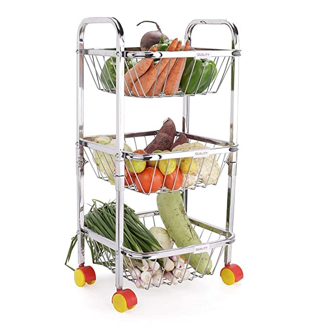 KGN Mart Stainless Steel Fruits and Vegetable Trolley with Wheels ...