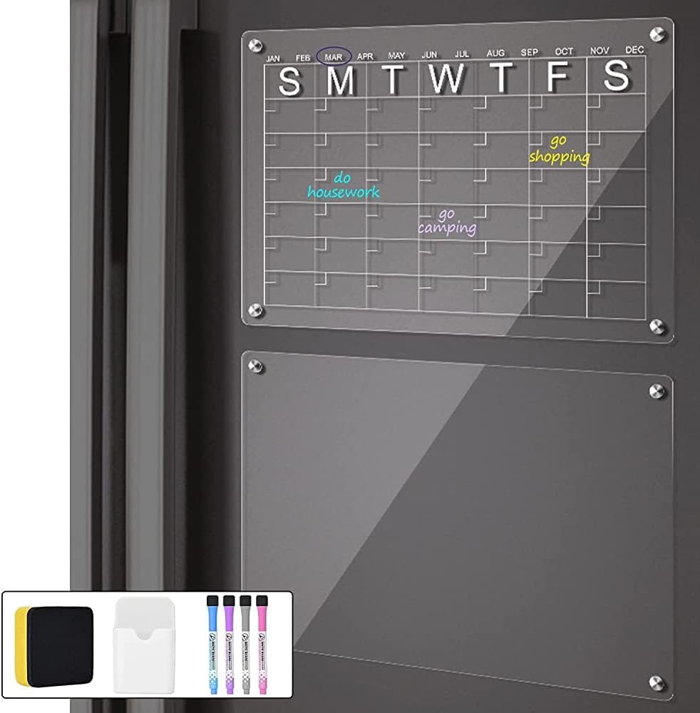 Langaelex Lot de 2 Tableau Magnetique Frigo A4 (30 x 20cm), Planning ...