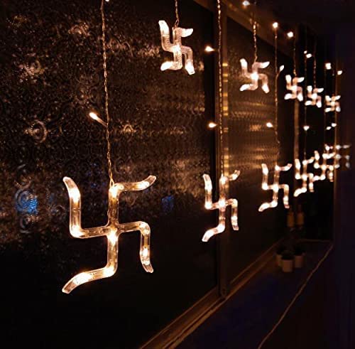 Buy Quace 12 Swastik Om Curtain String Lights, Window Curtain Lights ...