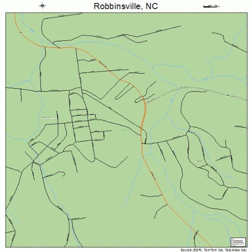 Large Street & Road Map of Robbinsville, North Carolina NC - Printed ...