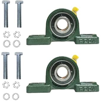 2 Pack UCP204-12 Mounted Pillow Block Ball Bearing - Steel Bearings 1" Bore with Solid Cast Iron ...