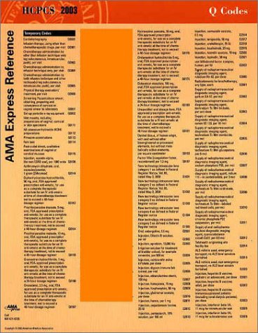 Hcpcs 2003 Level II Express Reference Coding Card Q-Codes ...