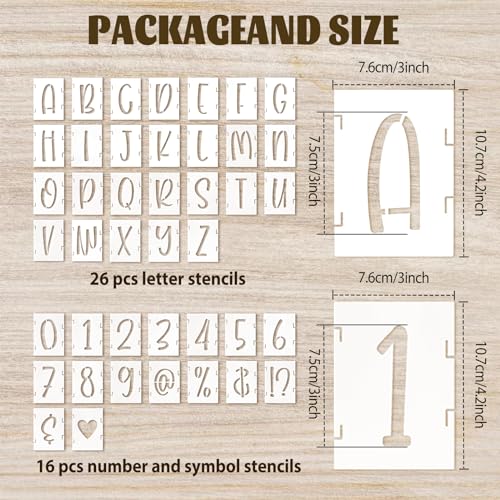 Letter Stencils 3 Inch Cursive Stencil Letters Number Template 42 Pcs ...