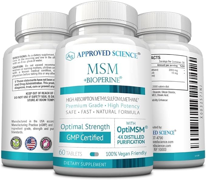 Approved Science MSM - OptiMSM 2000 mg - Saúde das Articulações e ...