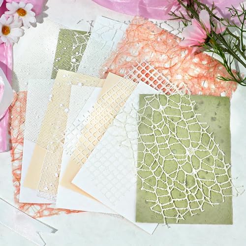 Amazon.com : 16 Piece of Handmade Scrapbook Paper, Mesh Fabric Mix Junk ...