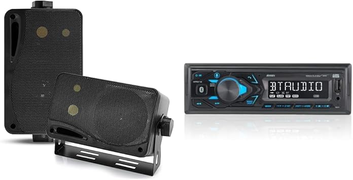 Amazon.com: Pyramid 3-Way Indoor Outdoor Speaker System & Jensen MPR210 ...