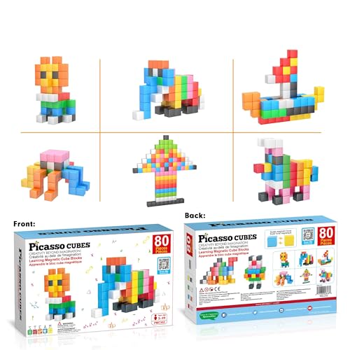 Snapklik.com : PicassoTiles Magnet Cube Building Blocks 80 Pieces 1.2 ...