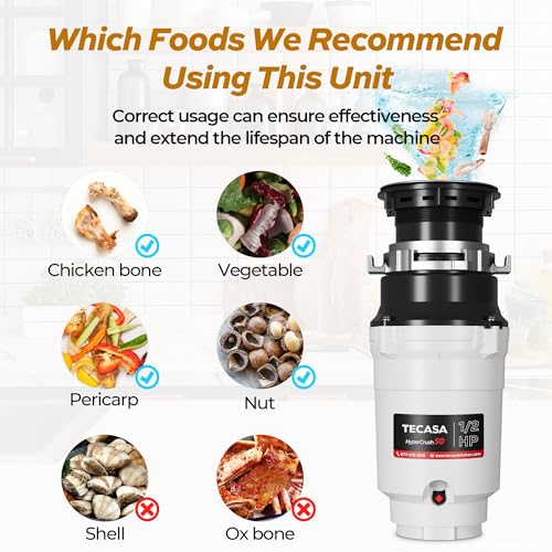 Snapklik.com : 1/2 HP Garbage Disposal, Power Cord Included, Continuous ...