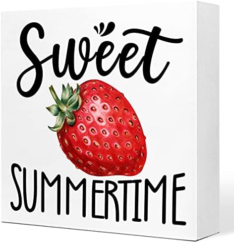 Amazon.com : Summer Desk Decor,Farmhouse Strawberries Wooden Plaque ...