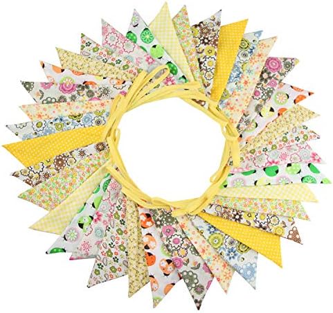 Amazon.com: 10M/32Ft Triangle Bunting Banner, 36 Pcs Cotton Fabric ...