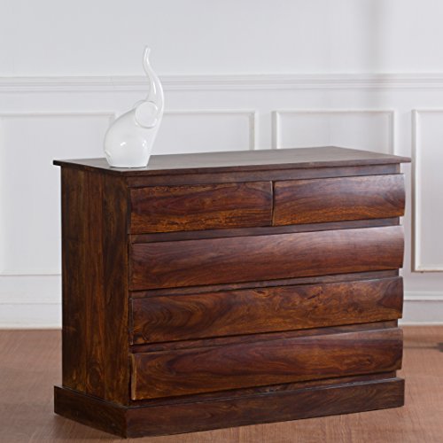 RAJ WOOD ARTS Sheesham Wood Chest of 5 Drawer Storage Cabinet Furniture ...