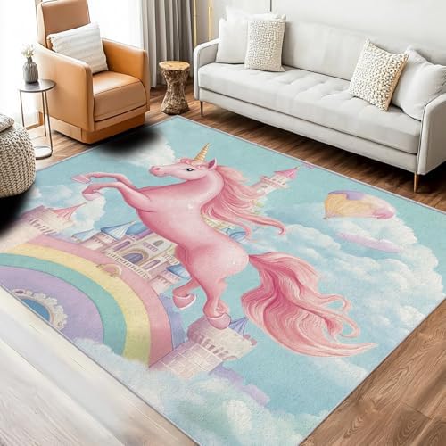 Amazon.com: 8x10 Rug, Pony Girls Rug 5x5 Rugs Carousel Castle Rainbow ...