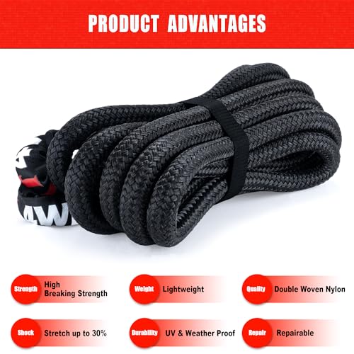 Snapklik.com : TYT 1 X30 Kinetic Recovery Tow Rope, 48000lbs Snatch ...