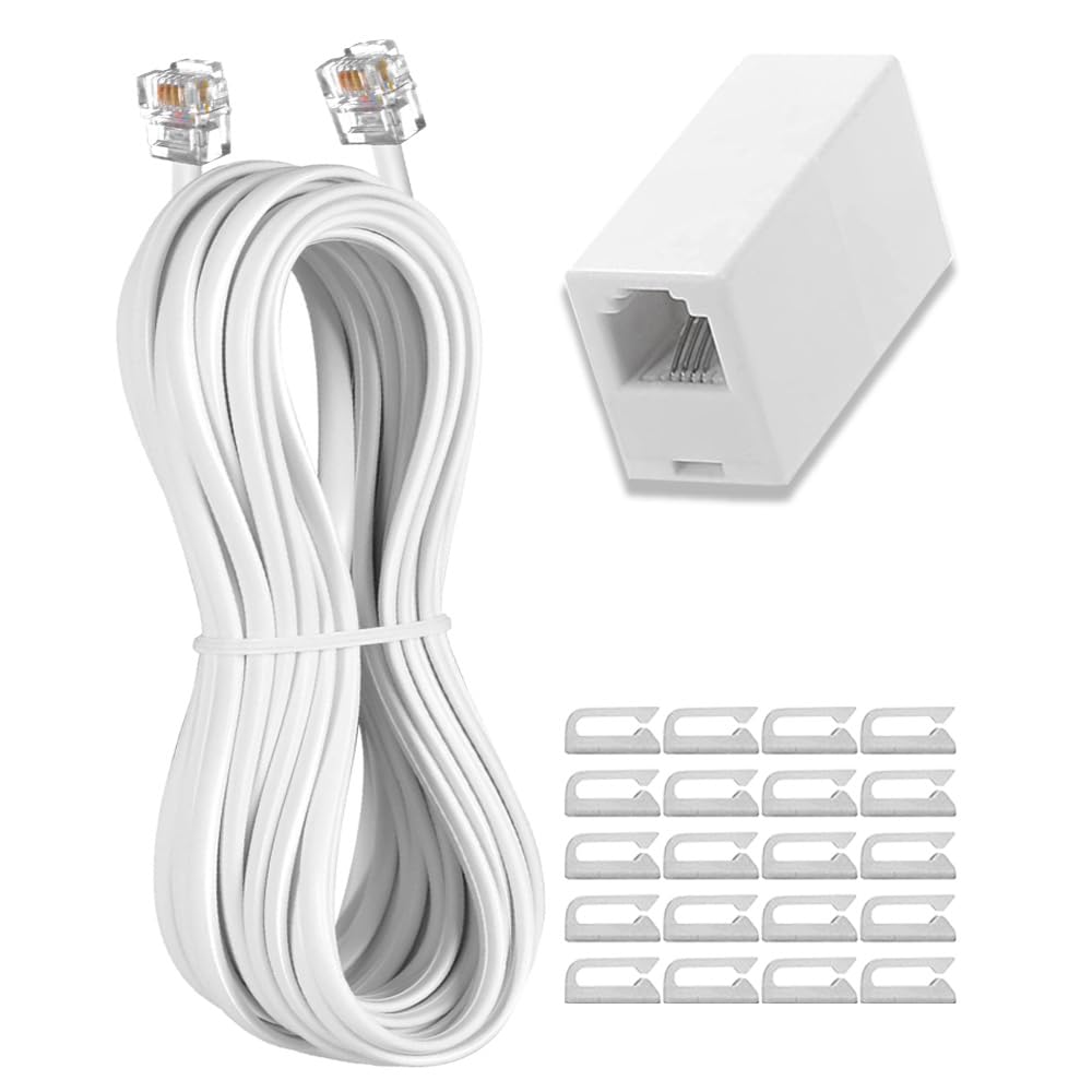Amazon | 15m スリムモジュラーケーブル モジュラーケーブル 電話ケーブル 電話延長ケーブル オステレホンケーブル 電話線コネクタ RJ11アダプターストレート RJ11 6P4C ...